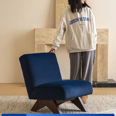 复风昌布迪闲加尔沙发椅子休单人椅中古风丝绒艺76800设计师实木