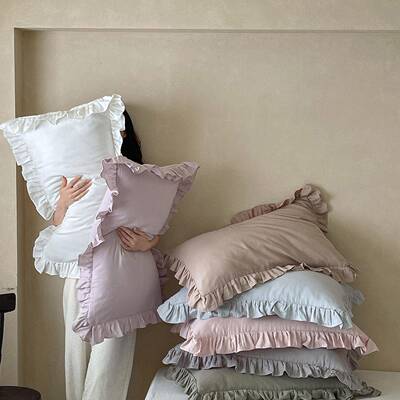 复古花边双层纱枕套8*纯7sanwei4全棉纯头棉色枕巾家4用枕套单品