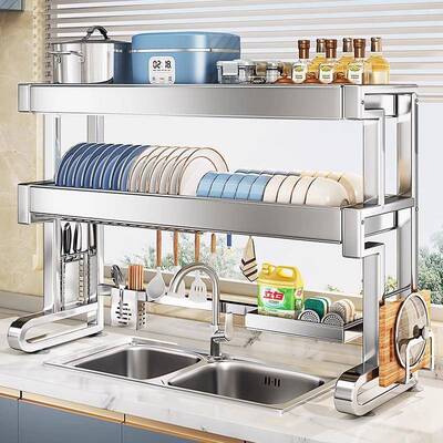 304不锈钢厨架房水槽置物沥水架洗碗槽AX-23-12池边水放碗盘收纳