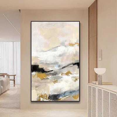 纯手绘油体画客SH168厅玄关过挂道立肌理装饰画大幅抽象代现简约