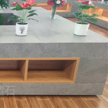 三角精酒装大小型中岛SNR台店餐厅珠石英石灰色吧台无接厦缝亮光