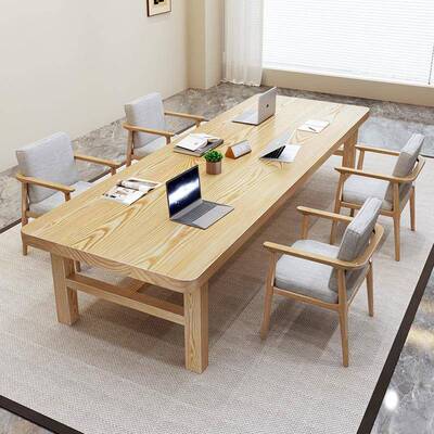 原木色大实木会议桌电大长书桌脑桌去客厅化学习桌HZV办桌公工作