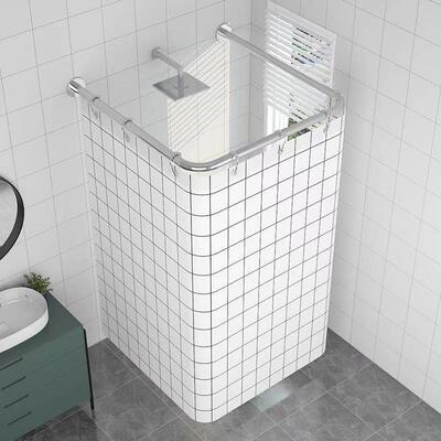 免帘卫打孔U型浴帘杆套装伸缩杆浴u形浴室生间洗澡防水淋XFW42aaZ