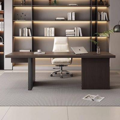 现简约家用烟熏电木书桌意式轻奢感办桌书公房79718写字台脑新代