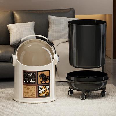 桶垃圾家用复古客颜高ALX-107值厅收纳桶卡通款可移动双桶翻盖卫