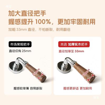 美式内卧房室门用锁法式复古门把手室磁吸中HTMA古风胡桃木家门锁