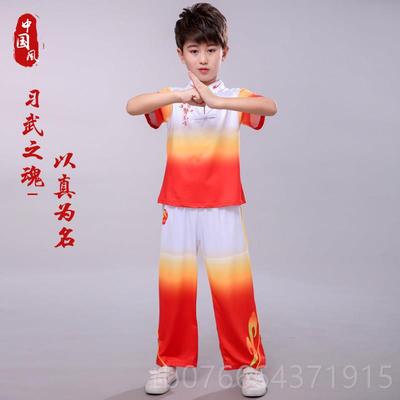 正品儿童武术服短功袖夫男女儿园少儿训演练表出服中小学生练幼功