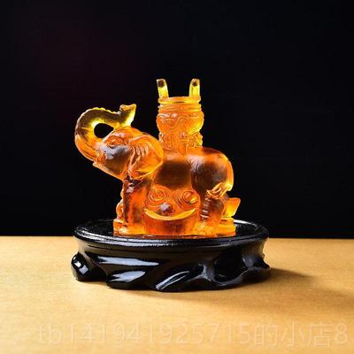 正品易明开居吉象护鼎宝吉懿年琉璃2摆件属羊025蛇吉物客厅办祥公