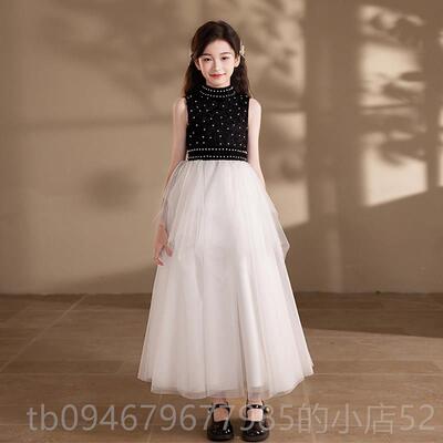 正品礼钢琴演奏服女童黑服色瘦公主演出礼裙儿显童主持表演中大童