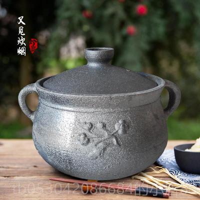 正品四川荥经用粗砂锅煲炖汤锅家锅燃气大沙罐煤气土灶专用老式沙