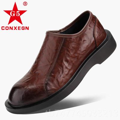 新款拉链鞋款透尚气舒适5999真皮商务皮男士英软底软面一脚蹬伦时