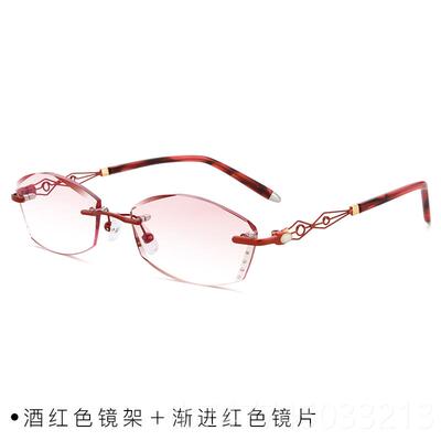 新款配渐变色无5框近视/眼镜女100/200/300400/00度防辐射有度数