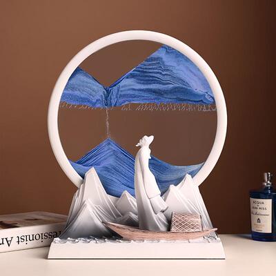 新中式创意流沙画摆件家居玄饰关客厅柜工艺品酒柜办电视公250609