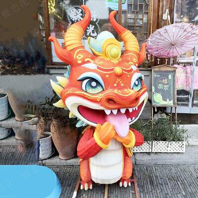 遗手工绘龙型灯笼大KRG灯非光型节设彩计吉祥物彩灯造型龙年花灯