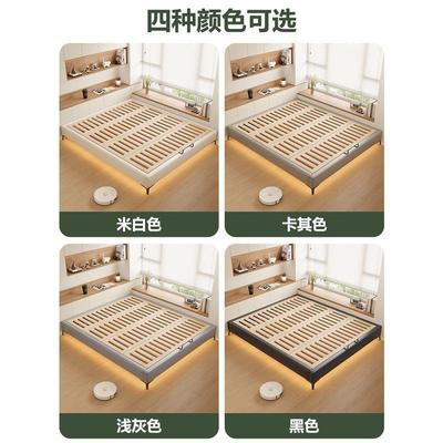 无床抓床架榫卯加榉木ZYS排头骨架现代简约齐边双人猫皮厚实木悬