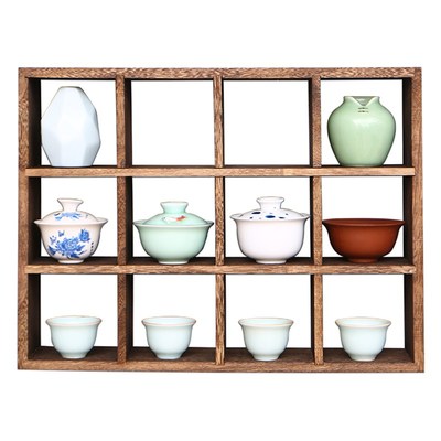 茶杯架实木多宝阁小茶壶建盏架小博古架茶壶架小格尺寸10*10厘米