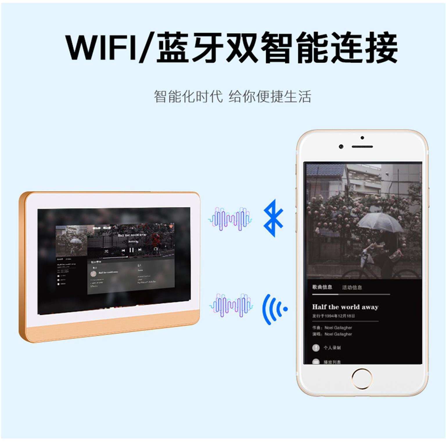 7寸家居家庭背景音乐主机系统全触屏面板无线音响控制器触摸屏