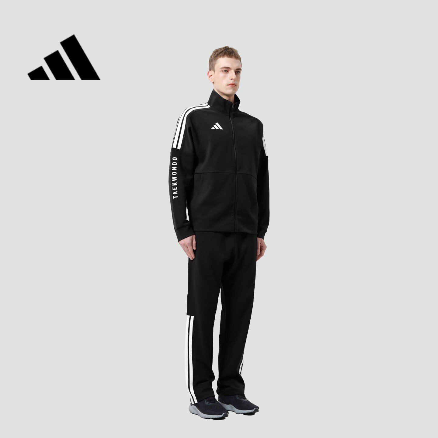 Adidas/阿迪达斯外套直筒裤男款秋春组合运动休闲夹克长裤套装