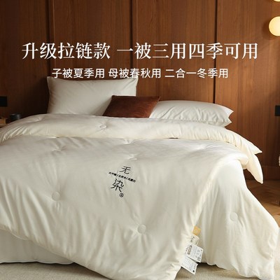 无染子母被子被芯二合一拉链款大豆纤维被四季通用学生宿舍单双人