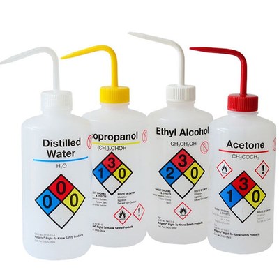 标签塑料洗瓶丙酮乙醇异丙醇甲醇蒸馏水溶剂安全标识Nalgene进口