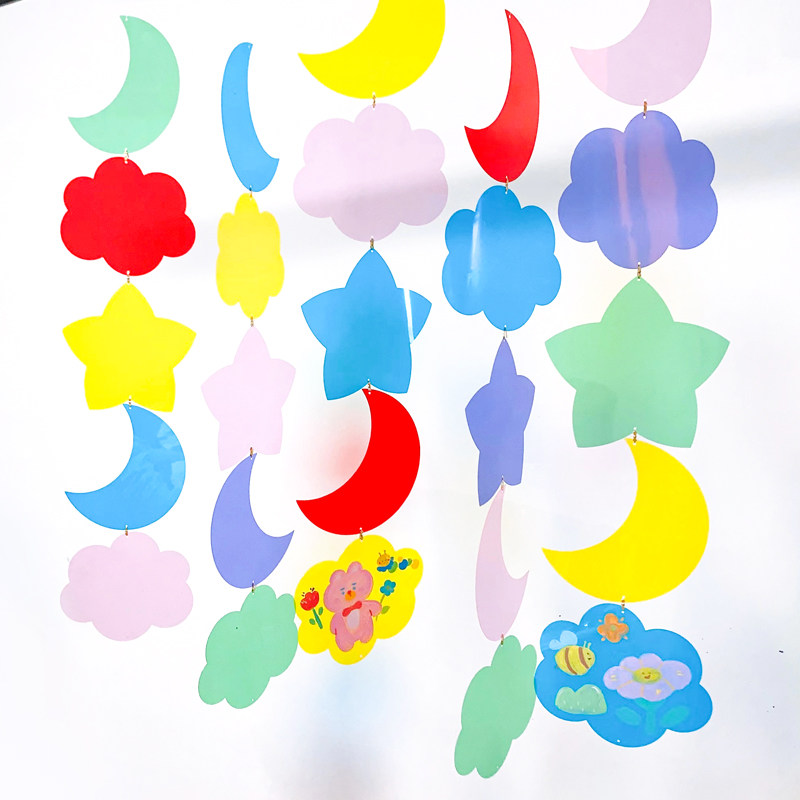 幼儿园玻璃纸片儿童绘画美术美工区角环创空中挂饰吊饰装饰材料