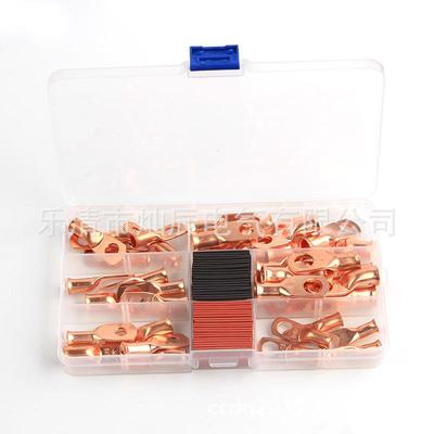 美规铜鼻子80pcs盒装环形铜端子接线片线鼻子铜接线端子热缩管