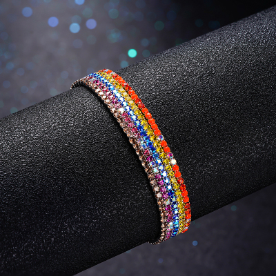 彩色水晶多层叠戴闪亮女手链