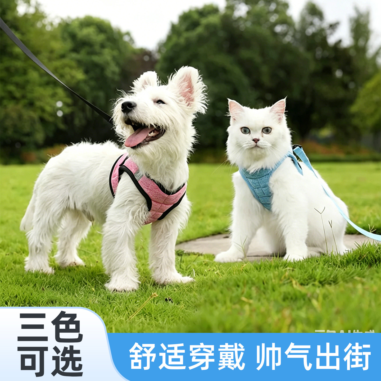 猫咪牵引绳防挣脱外出专用盔甲背心式遛猫绳小猫布偶舒适溜猫链子
