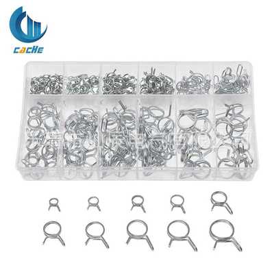 250pcs盒装弹簧管卡箍抱箍钢带不锈钢镀锌双钢丝水管夹喉箍 管夹