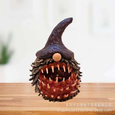 跨境新款万圣节纸马奇邪恶侏儒妖精雕塑树脂工艺品摆件家居装饰品