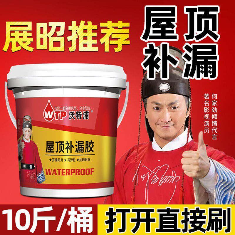 沃特浦屋顶防水补漏材料平房楼顶外墙裂缝补漏防水胶沥青漆