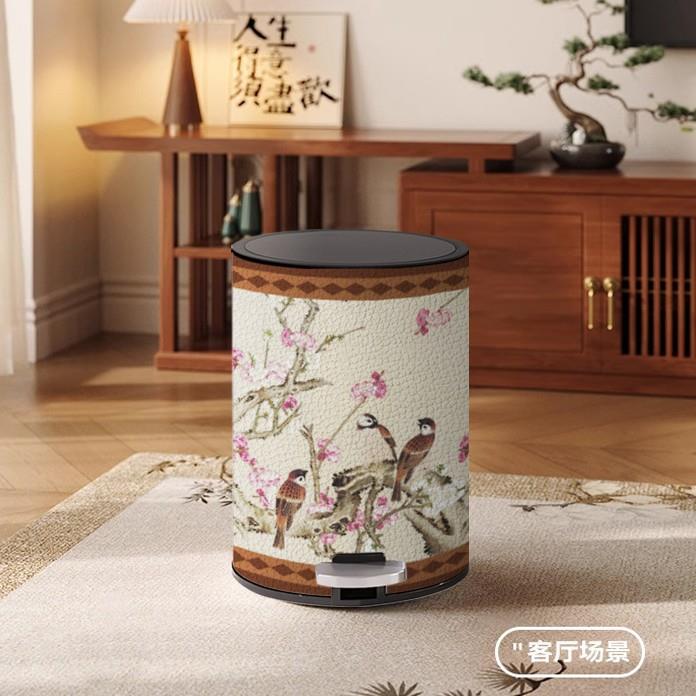 禾牧程不锈钢家用垃圾桶中古风金钱豹垃圾筒厨房卧室卫生桶高颜值