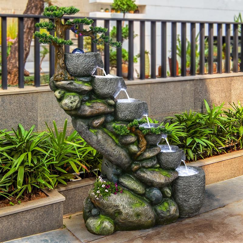 假山高山流水喷泉小型鱼池阳台户外花园转运招财庭院循环摆件造景