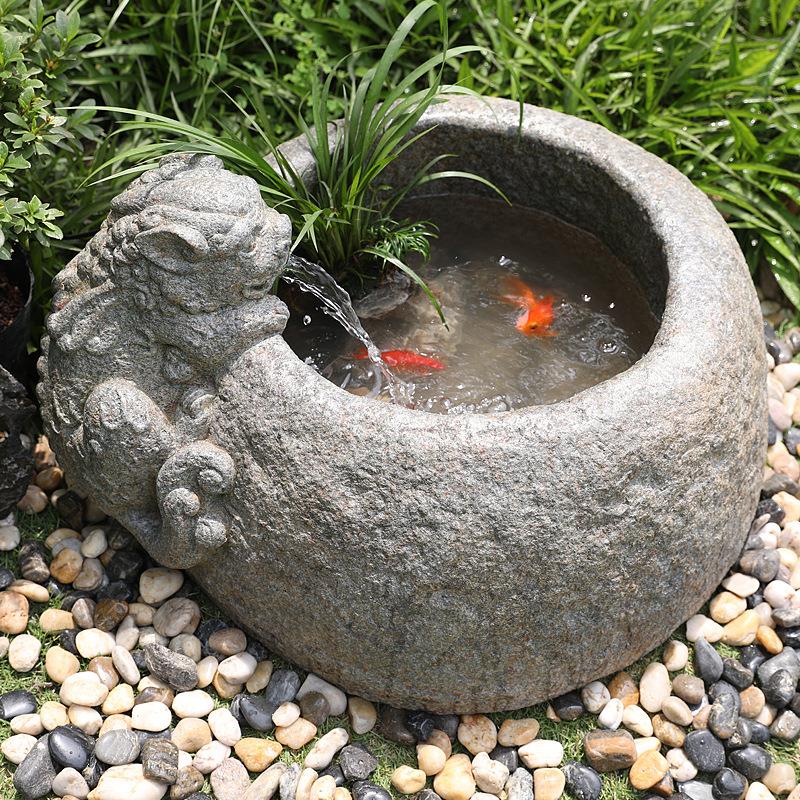 中式创意客厅貔貅动物喷泉流水摆件花园庭院客厅阳台循环流水鱼池