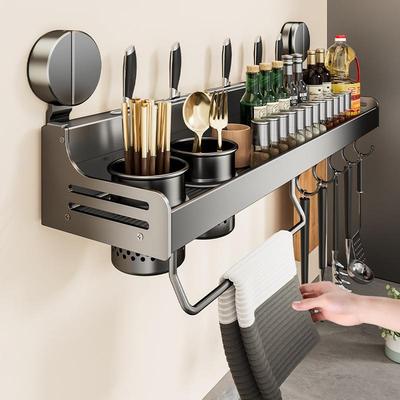 多功能调料架壁挂调味品一体收纳架免打孔墙上真空吸盘厨房置物架
