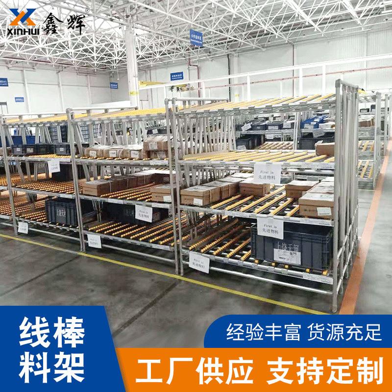 线棒料架周转车精益管流利式货架 流利架台车柔性复合管仓储货架