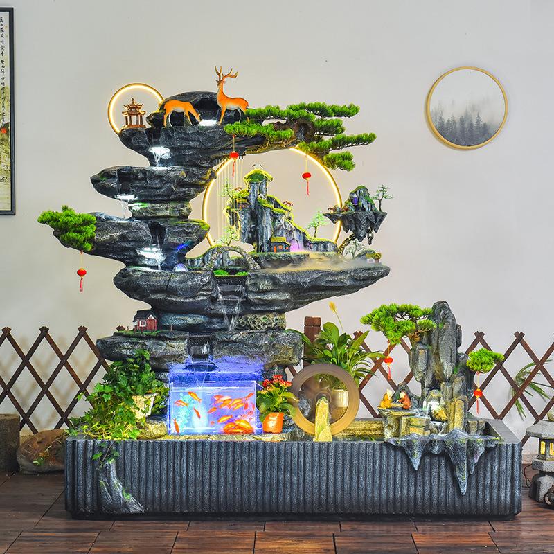大型假山流水喷泉别墅花园庭院装饰公司阳台户外鱼池瀑布景观摆件