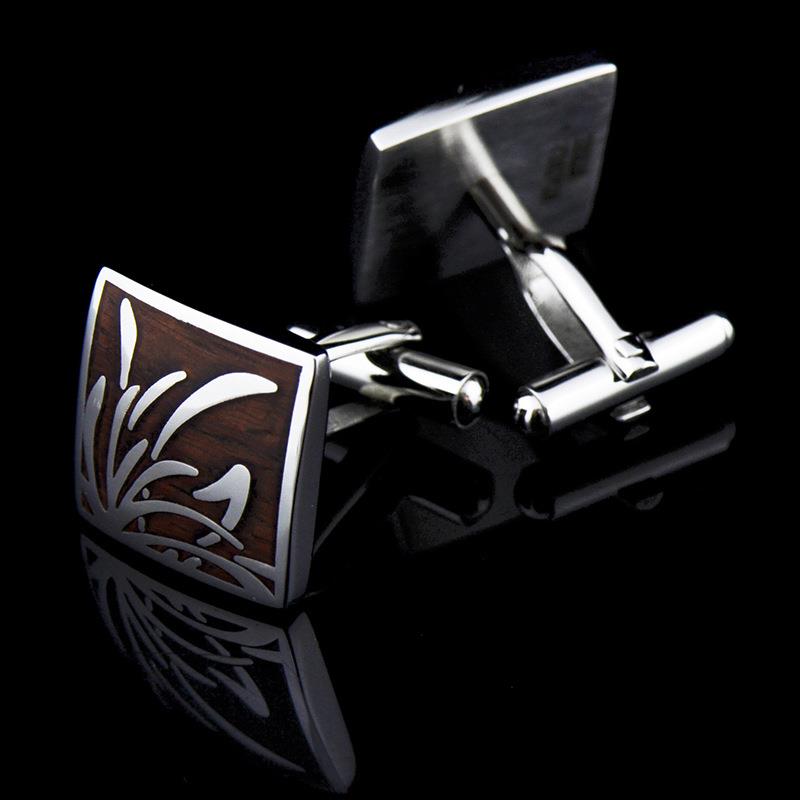 钛钢红木袖扣不锈钢袖钉金属钢袖扣860cufflinks/230036