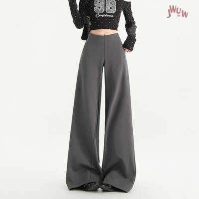 JWUW秋季新款弹力显瘦垂感微宽松喇叭休闲裤女时尚阔腿拖地长裤子