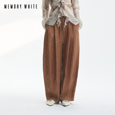 MEMORY WHITE 流动感/宽松长裤/时髦剪裁/无束缚松弛阔腿裤女