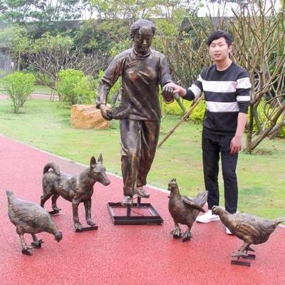 玻璃钢仿铜人物雕塑古代农耕主题文化民俗雕塑磨豆浆户外公园农庄