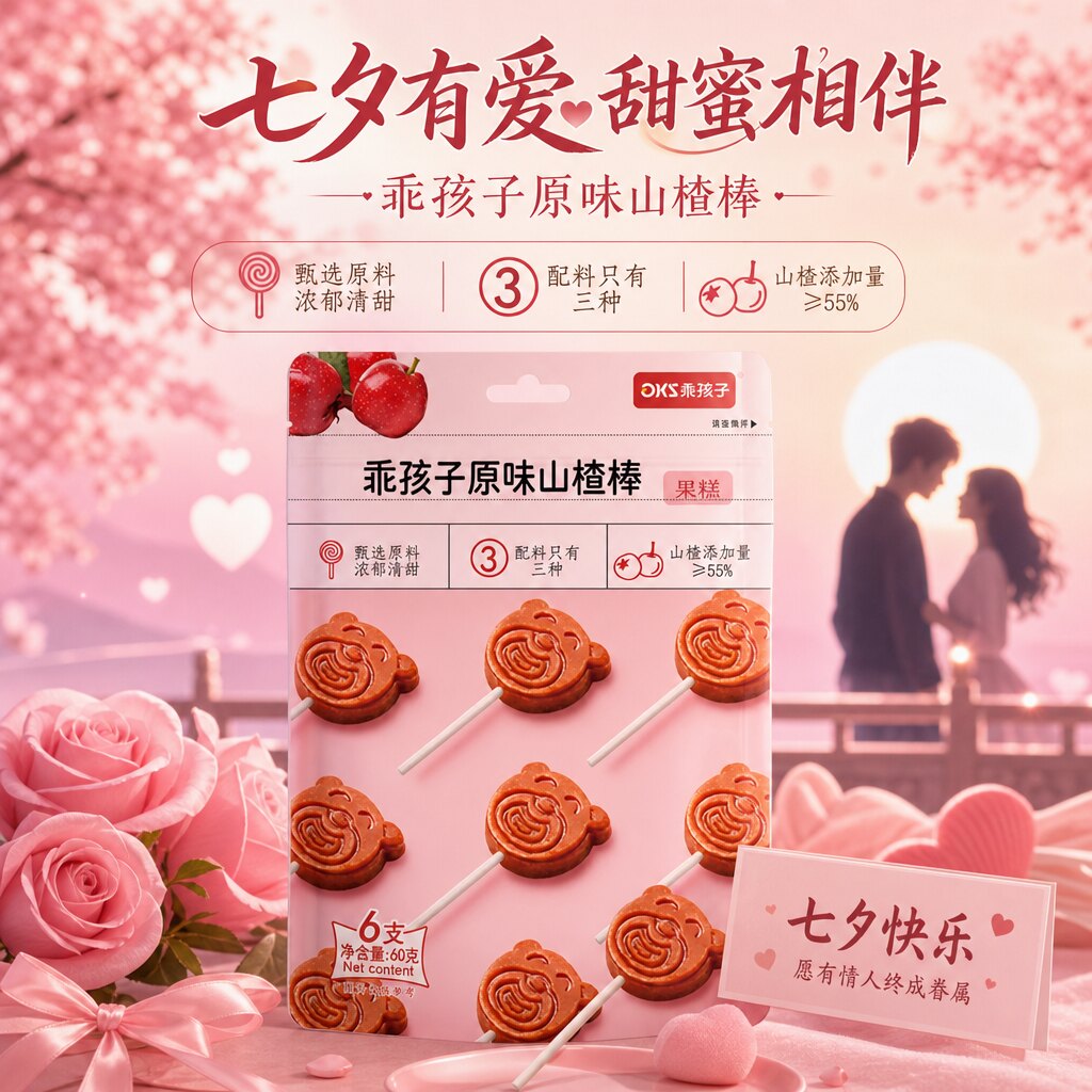 乖孩子原味山楂棒棒糖儿童休闲零食小吃无添加剂独立包装卡通造型