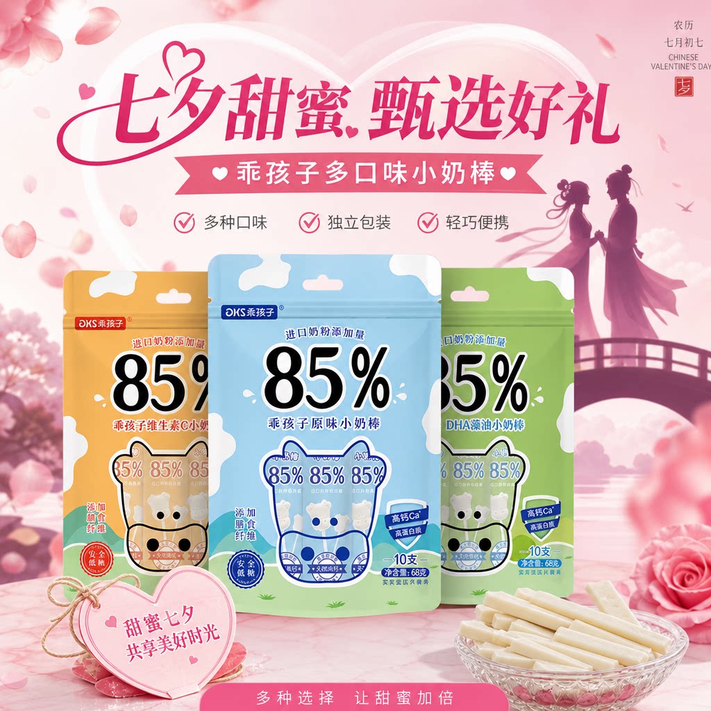 乖孩子原味小奶棒DHA高钙营养0添加儿童宝宝健康休闲零食独立包装