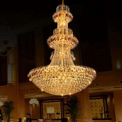 复式楼大吊灯欧式别墅客厅灯轻奢酒店大厅灯中空挑高长吊灯91001