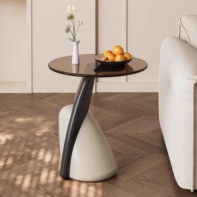 意式极简2025新款客厅沙发罗纳边几设计款轻奢简约现代玻璃茶几