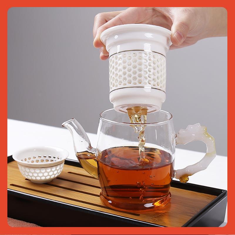玻璃茶壶加厚耐热泡茶杯套装陶瓷过滤内胆红茶具耐高温功夫冲茶器