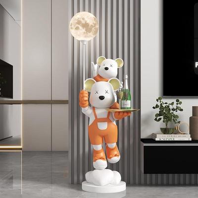 北欧亲子暴力熊落地托盘摆件客厅电视柜沙发旁办公地大厅装饰品