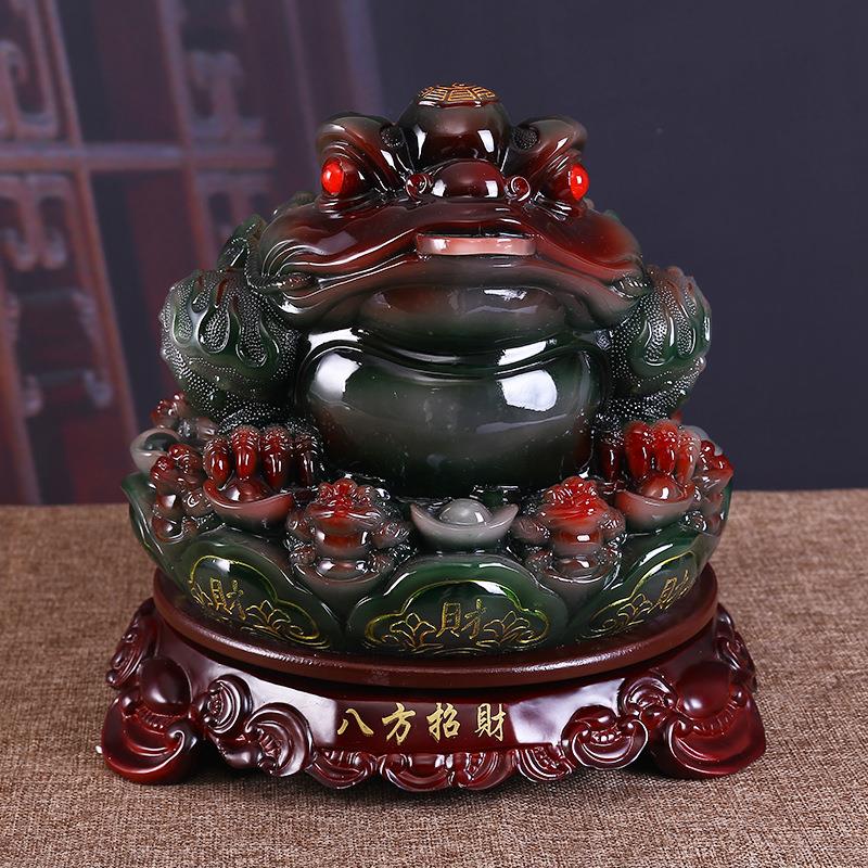家居金蟾摆件仿玉前台装饰品风水乔迁开业商务客厅酒柜工艺品发财