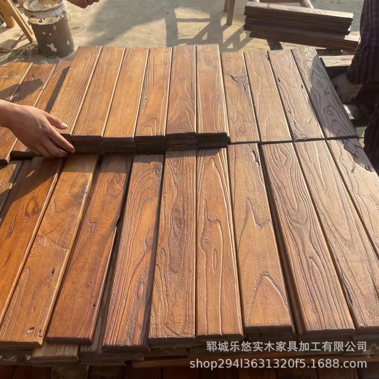老榆木板材自然风化护墙板实木多规格家具桌面吧台板楼梯踏步隔板