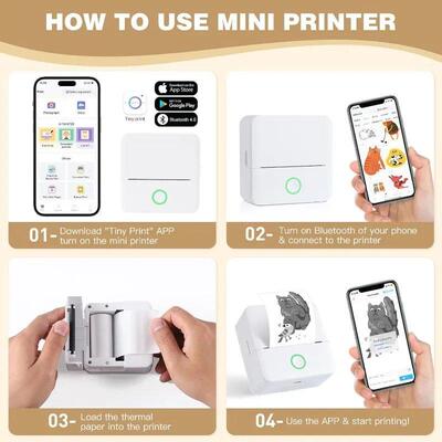 Thermal Mini Printer, Portable Inkless Sticker Maker,Bluetoo